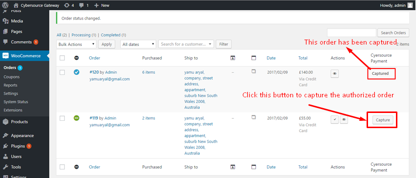 Woocommerce Cybersource SOAP Payment Gateway-Manual