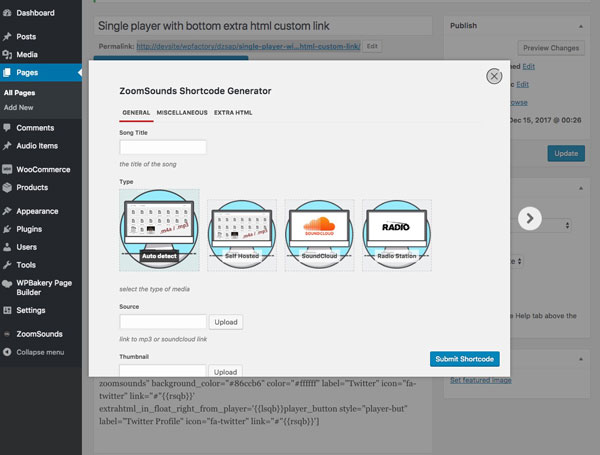WordPress ZoomSounds DZS Preview Page